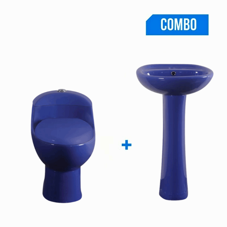 COMBO INODORO ONE PIECE COLOR AZUL MARCA FRENCIA + TAZA + LAVATORIO ...